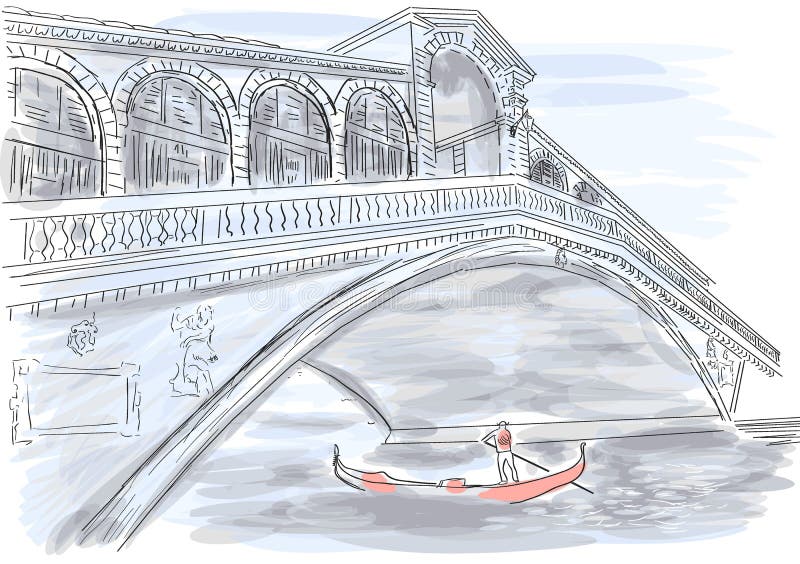 Venice bridge stock vector. Illustration of landmark - 268104472