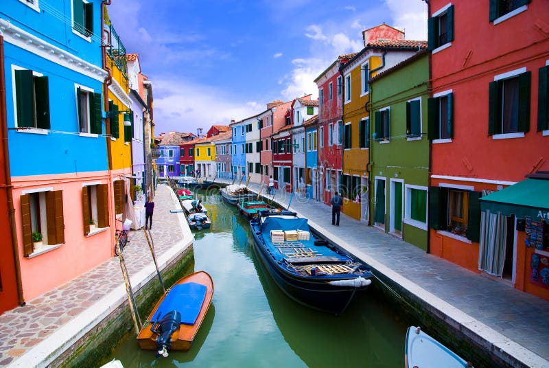 Venice, Burano Island Canal Stock Image - Image of canal, italian: 19190471
