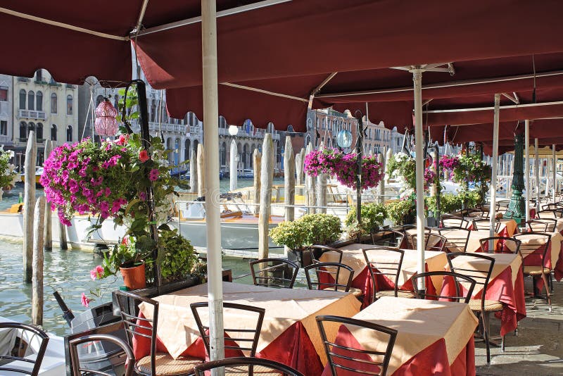 Venice, Cafe on the Grand Canal Stock Image - Image of venice, tables ...