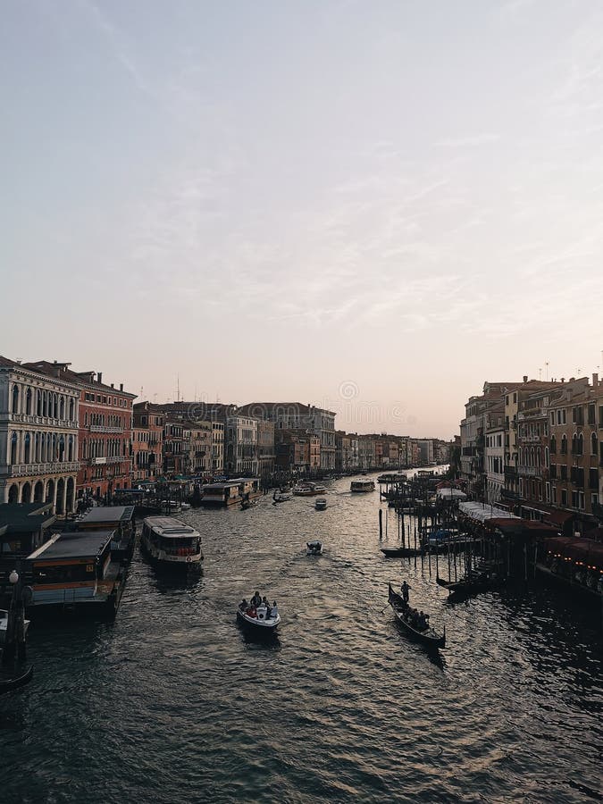 Venice canal in the fall stock image. Image of sightseeing - 175974915