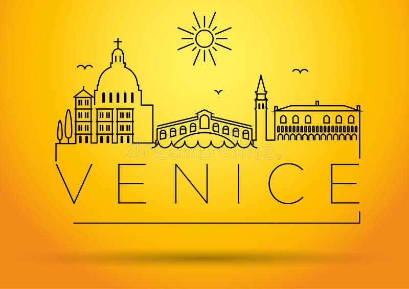 Venice City Line Silhouette Typographic Design Stock Vector ...