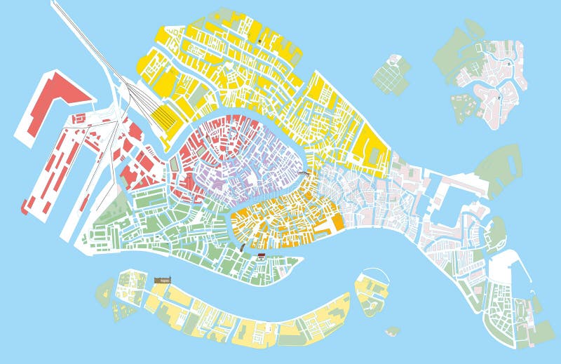 Venice color vector map stock vector. Illustration of graphic - 89874085