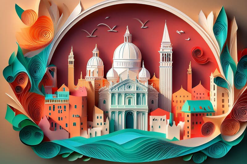 Venice Depicted in Three-dimensional Illustration with Paper Stock ...