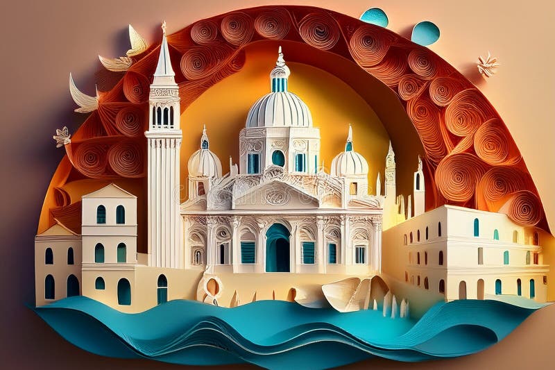 Venice Depicted in Three-dimensional Illustration with Paper Stock ...