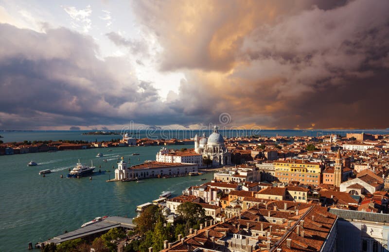 Birds Eye View On Grand Canal In Venice Stock Photo - Image of light ...