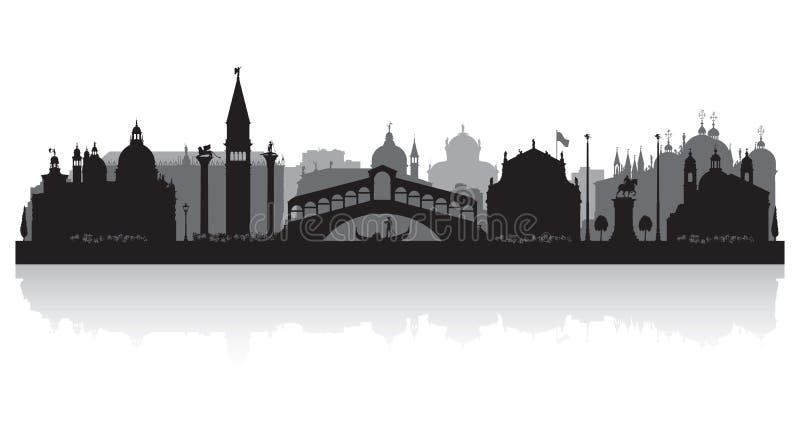 Venice Italy City Silhouette White Background Stock Vector ...
