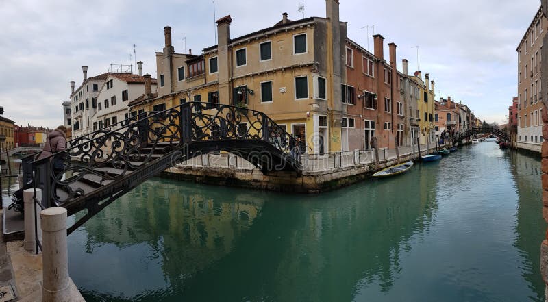 VENICE, ITALY - 2018. Historical Buildings are Reflected in the Canal ...