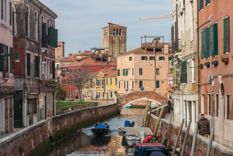 Day View of the Side Canal in Venice, Italy Editorial Stock Photo ...