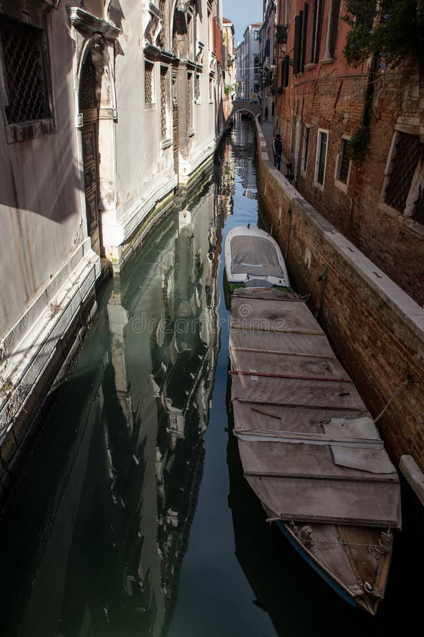 Venice Italy, Narrow Channel Stock Image - Image of gondola, boat: 82553033