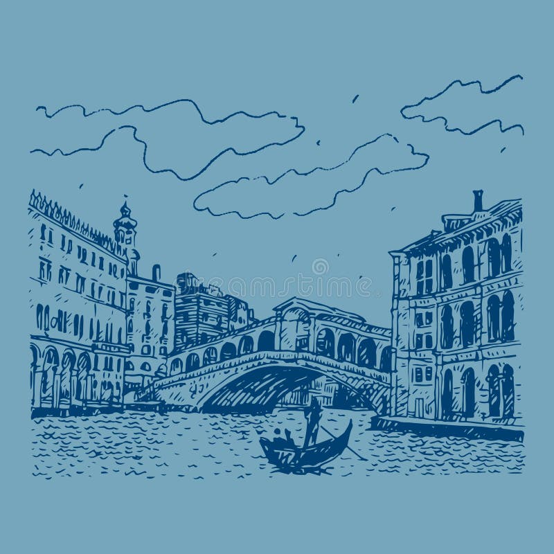 Venice, Italy. Graphic Sketch Stock Illustration - Illustration of line ...