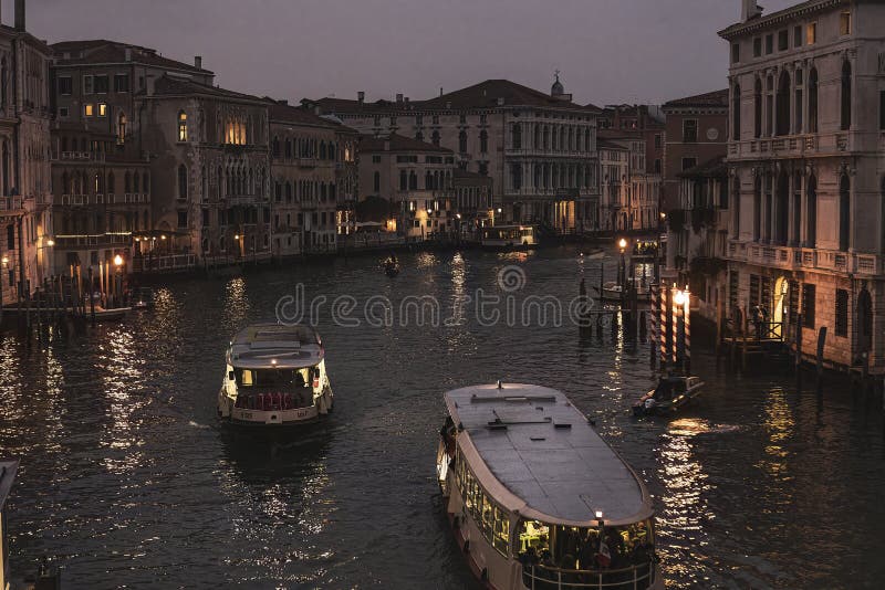 Venice Landscape Dusk Night Stock Image - Image of bridge, landmark ...
