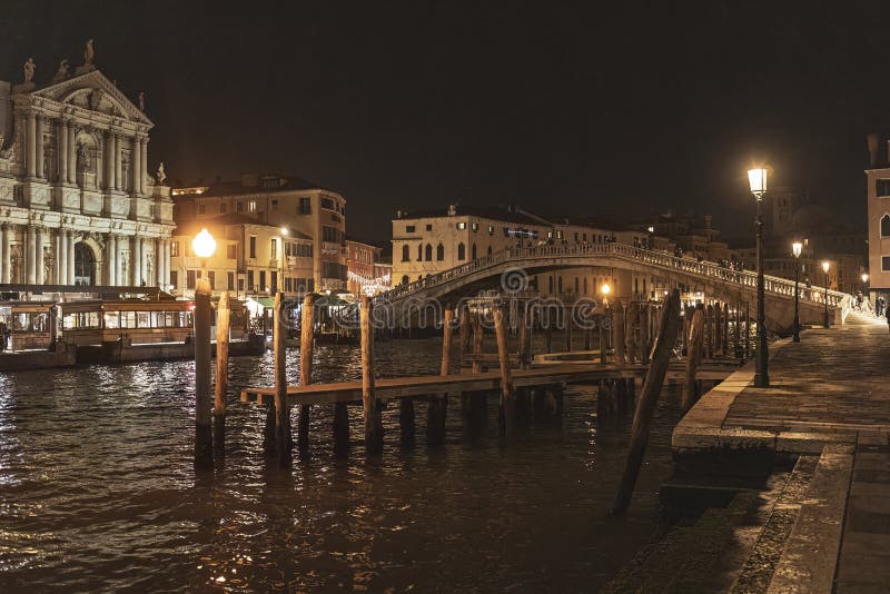 Venice Landscape at Dusk and Night Time Stock Photo - Image of gondola ...