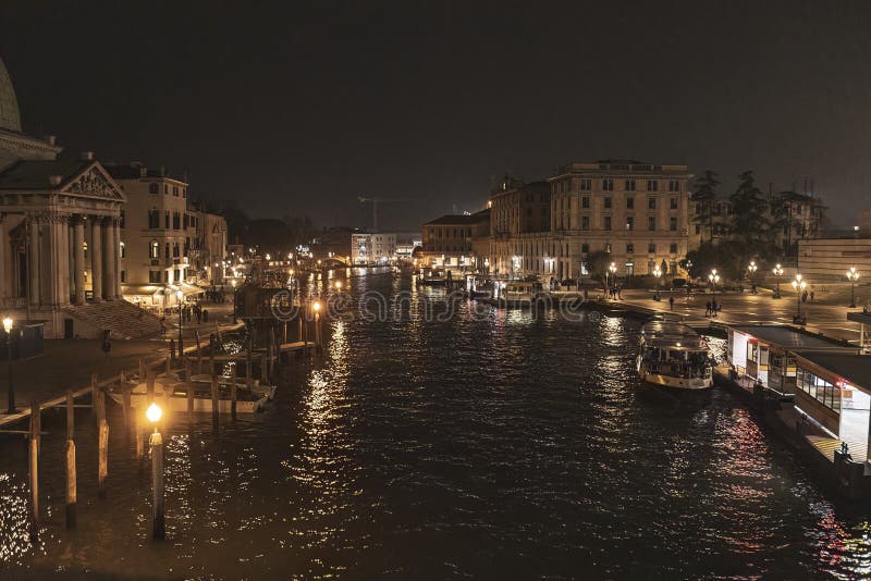 Venice Landscape at Dusk and Night Time Stock Image - Image of city ...