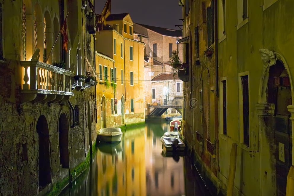 Venice at night stock image. Image of tourism, grand, balcony - 7665963