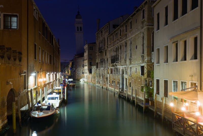 Venice night view stock photo. Image of channel, embankment - 20657838
