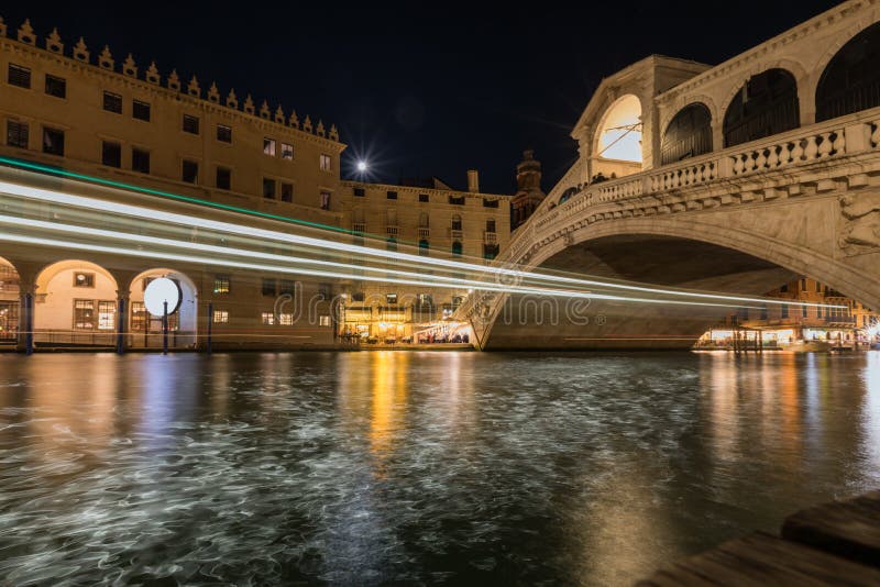 Venice at Night. View of Rialto Bridge in the Night Stock Image - Image ...