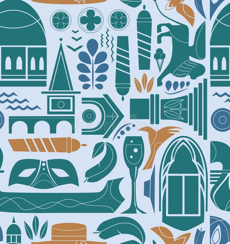 Venice Pattern Seamless Design Illustration Stock Vector - Illustration ...