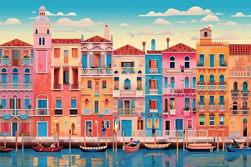 Venice Urban Landscape. Pattern with Houses Stock Photo - Image of ...