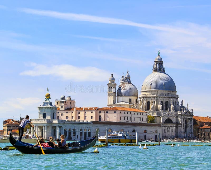 Venice Italy Grande Canal Gondola And Architecture Basilica Di Santa