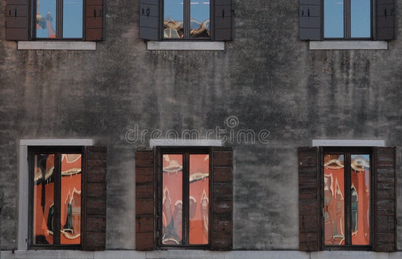 Venice, Windows with Reflection Stock Image - Image of reflection ...