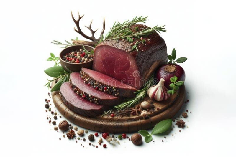 Venison Meat Isolated on Solid White Background. Ai Generative Stock ...