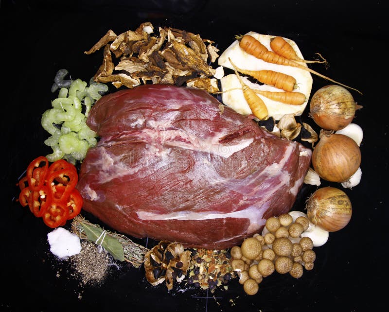 Venison Ragout Beef with Ingredients for a Successful Meal Stock Photo ...