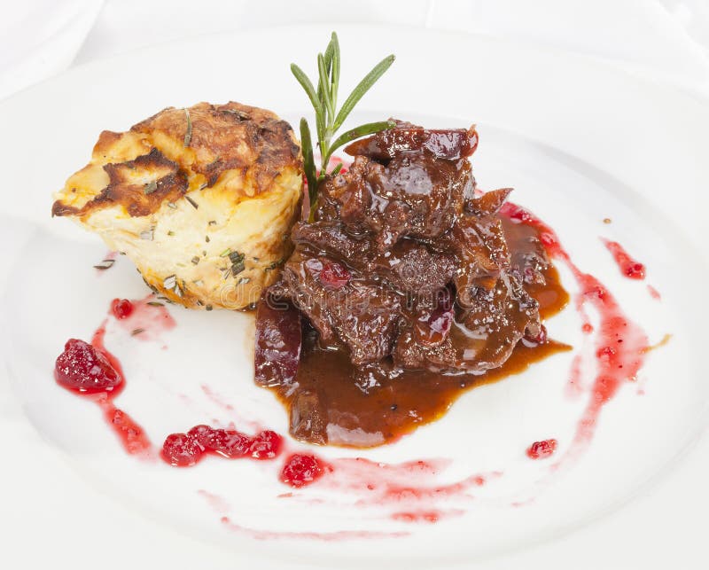 Venison Ragout with Potato Celeriac Mix Stock Image - Image of plate ...