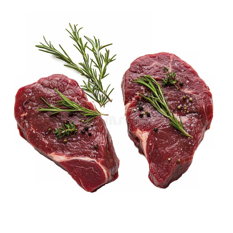 Venison Steaks, Dark Red and Lean, on a White Background Stock Image ...