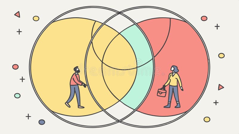 Venn Diagram with Figures, Representing Intersection, Connection ...