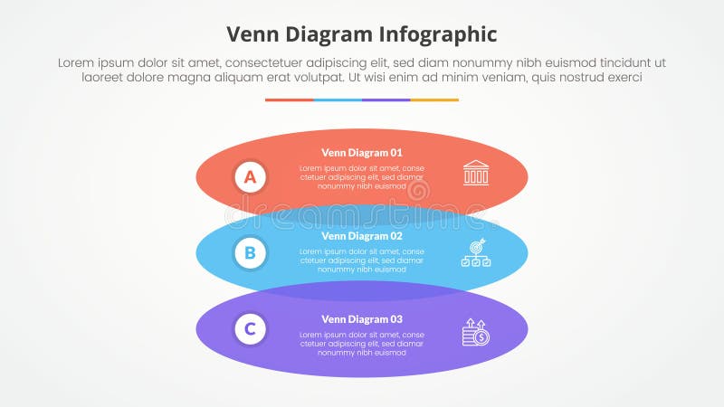 Venn Diagram Infographic Concept for Slide Presentation with Round Oval ...