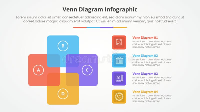 Venn Diagram Infographic Concept for Slide Presentation with Round ...