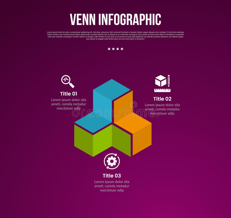 Venn Diagram Infographic with 3d Folding Paper Shape on Triangle ...