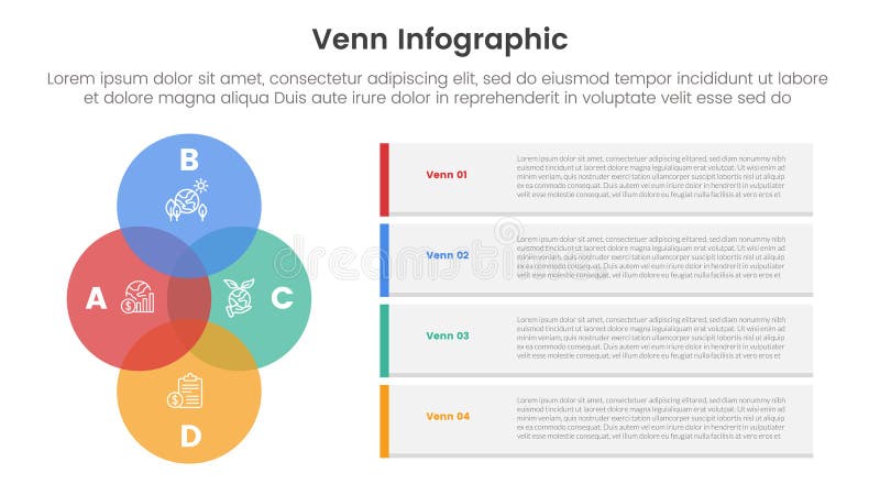 Venn Diagram Infographic Template Banner with Big Circle Vertical Stack ...
