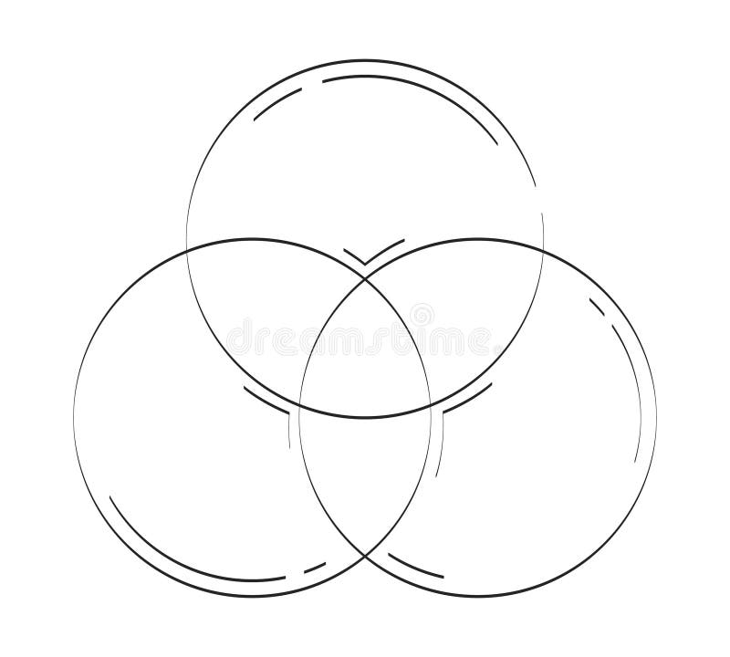 Venn Diagram with Overlapping Circles Doodle Linear Object Stock Vector ...