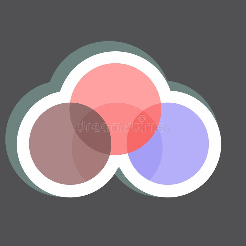 Venn Diagram Sticker in Trendy Isolated on Black Background Stock ...