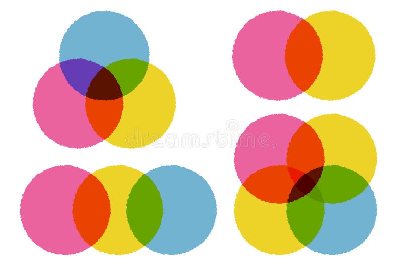 Venn Diagrams. Circle Intersection for Infographic. 2, 3 and Four Graph ...