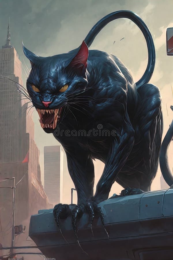 Venom Cat Realistic, Detailed, Horror, Spooky Stock Illustration ...