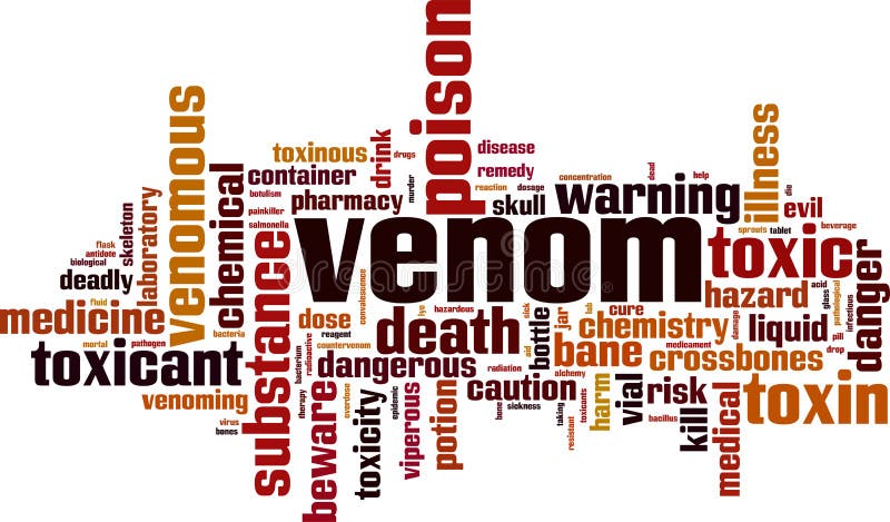 Venom word cloud stock vector. Illustration of toxicity - 158191594