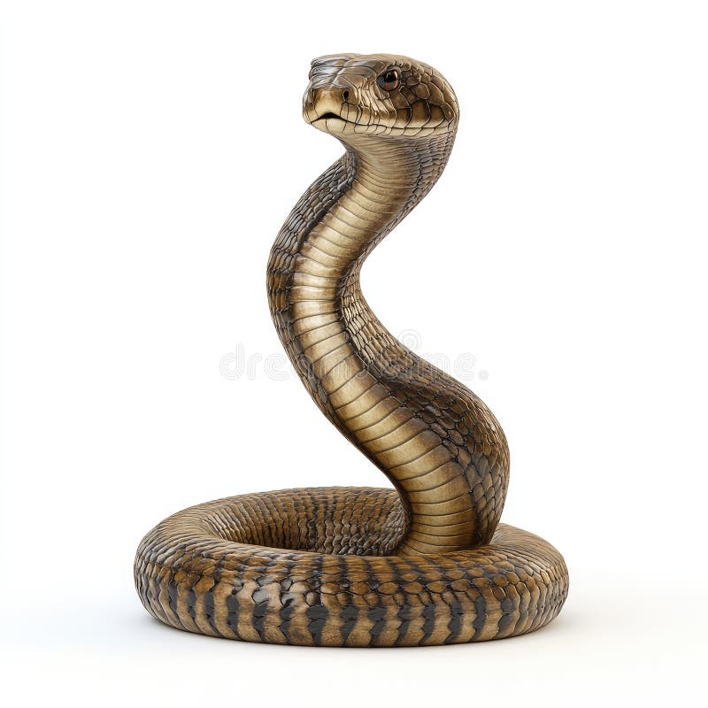 Majestic Cobra Snake in Elegant Pose, Isolated on White Stock ...