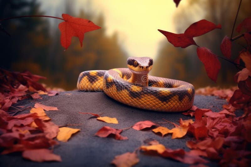 Venomous Snake Slithering Near Warning Sign Stock Image - Image of ...