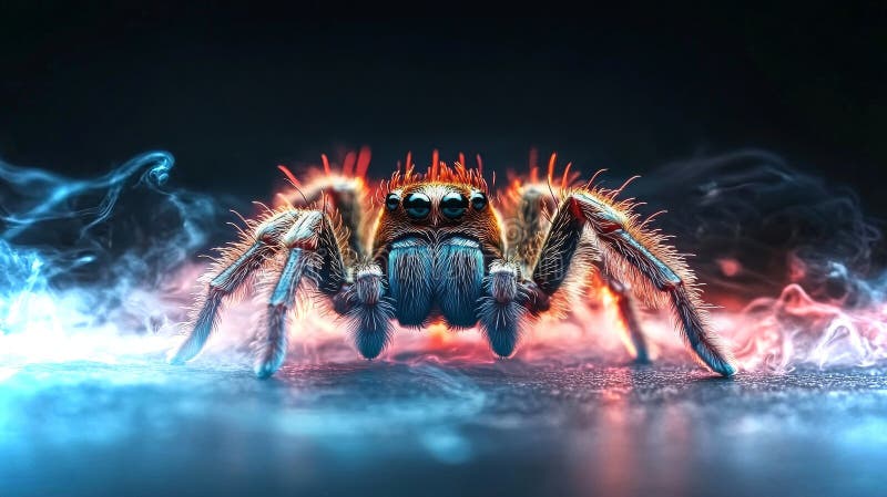 Venomous Tarantula Showcasing Color and Texture on a Dark Surface in ...