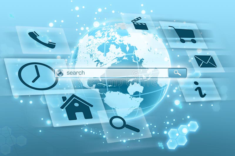 Venster Om Informatie Te Vinden Over Internet Pictogrammen Stock ...