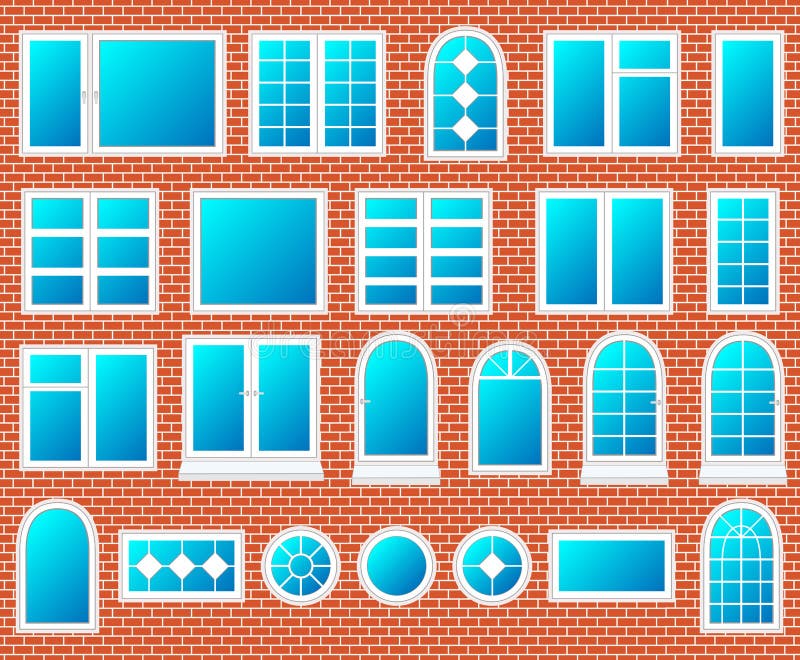 Vensters Plastic Vastgestelde Vector Vector Illustratie - Illustration ...