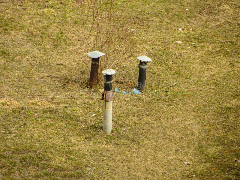 Vent Pipe Sticks Out of the Ground. Pipe for Ventilation of the Cellar ...
