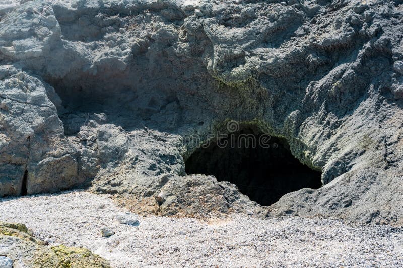 Vent of a Volcanic Fumarole in the Ground, Covered with Crystalline ...