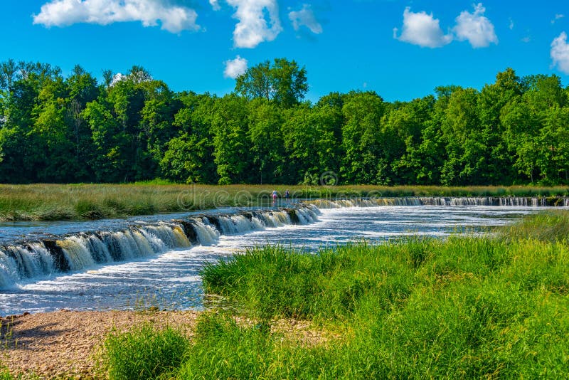 Venta Waterfall at Latvian Village Kuldiga Stock Photo - Image of ...