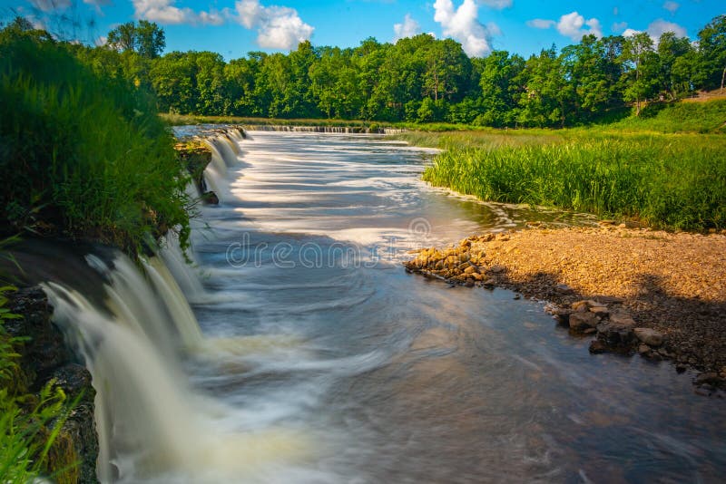 Venta Waterfall at Latvian Village Kuldiga Stock Photo - Image of ...