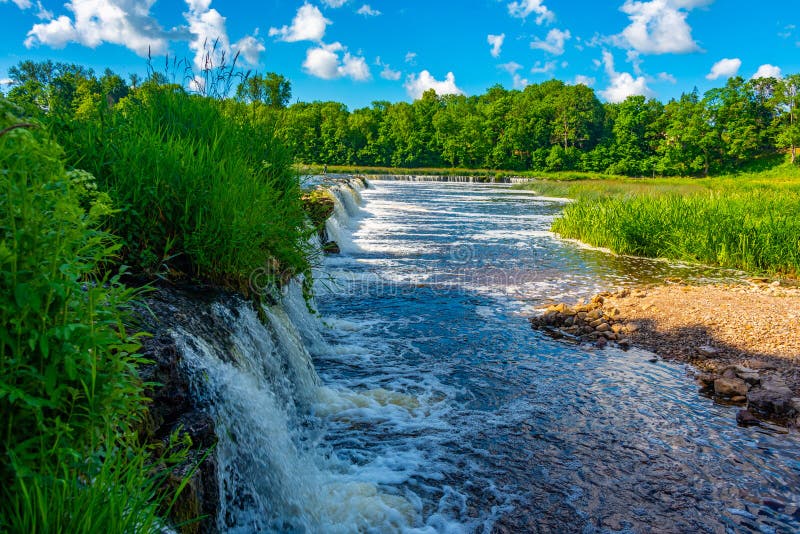 Venta Waterfall at Latvian Village Kuldiga Stock Image - Image of river ...