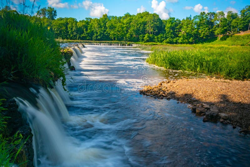 Venta Waterfall at Latvian Village Kuldiga Stock Image - Image of ...