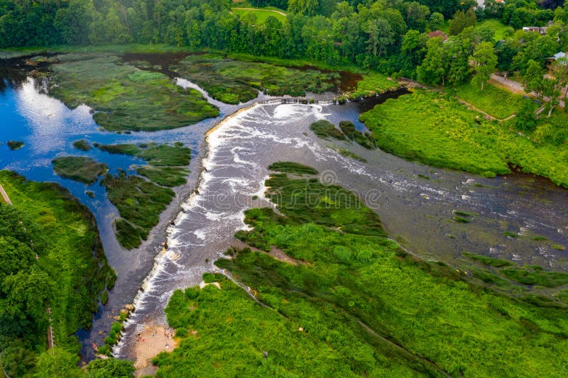 Venta Waterfall at Latvian Village Kuldiga Stock Photo - Image of ...